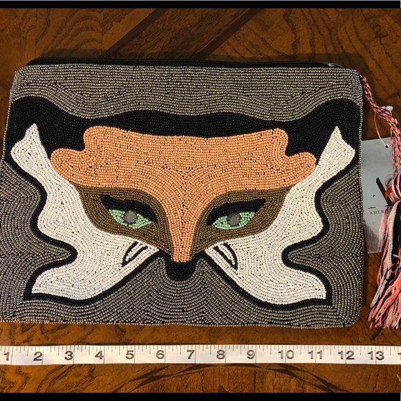 America & Beyond | Bags | India Handmade Beaded Fox Design Embroidered ...